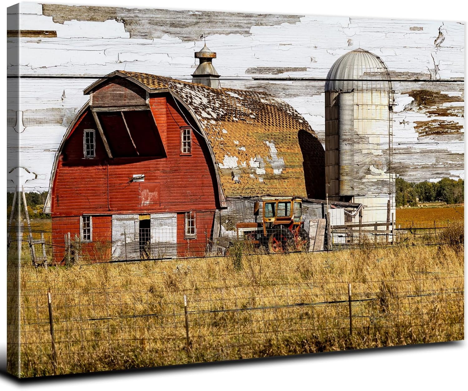 AVOI Rustic Farmhouse Wall Art Red Barn Pictures Kitchen Wall Decor ...