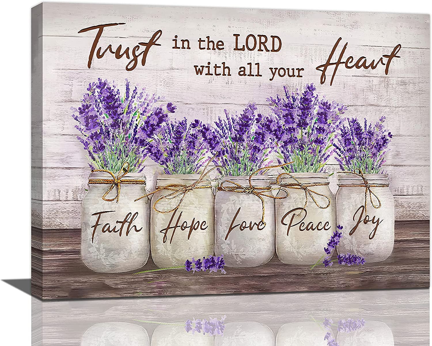 AVOI Rustic Lavender Wall Art Christian Quotes Wall Decor Flower Purple ...
