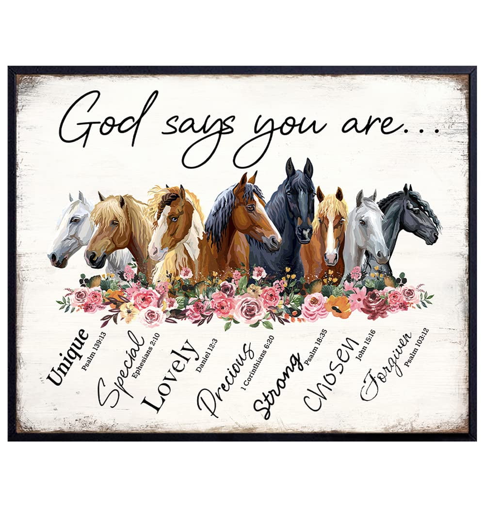 AVOI Rustic Religious Horse Wall Art-Inspirational Spiritual Scripture ...
