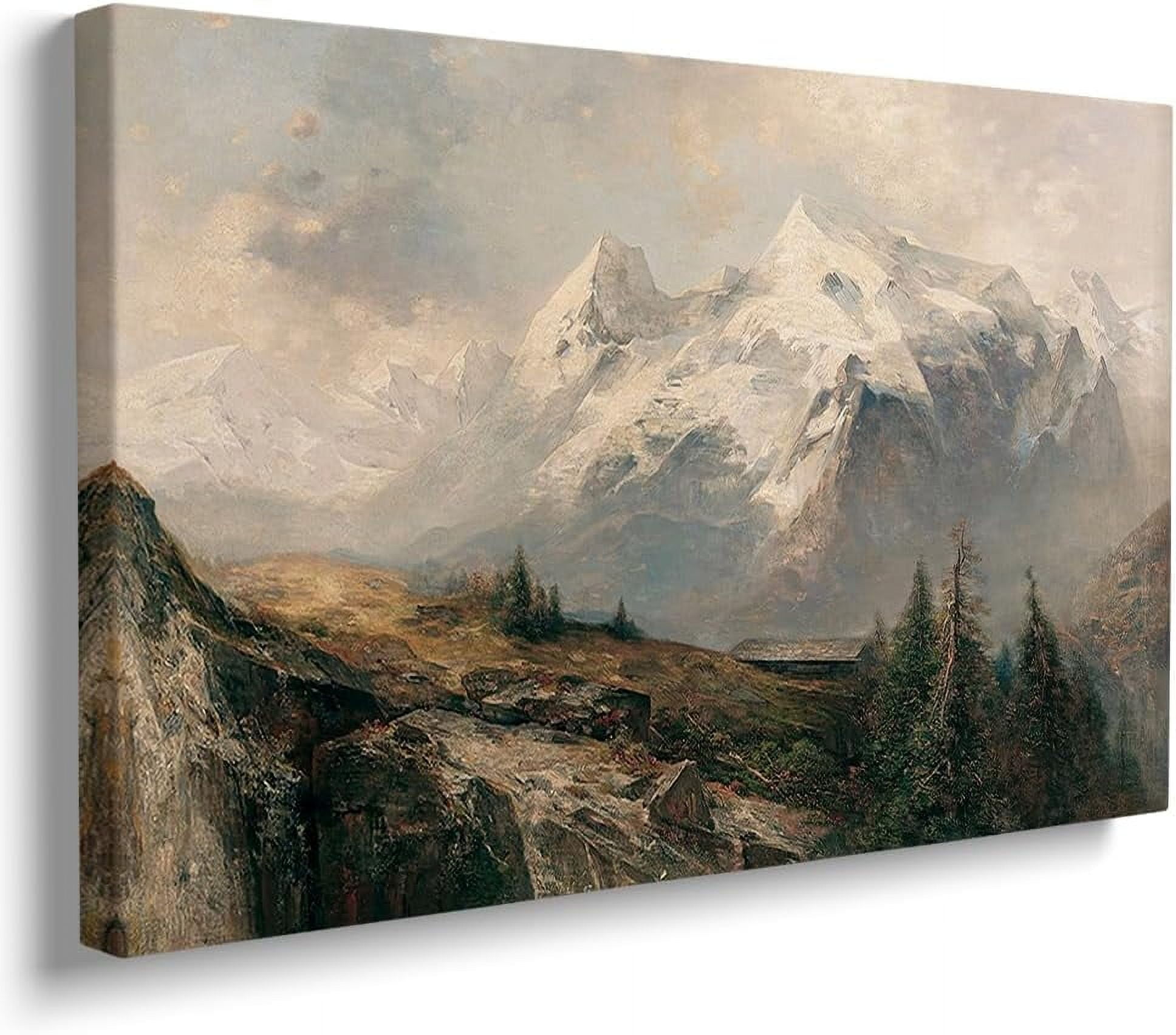 AVOI Rustic Winter Mountain Landscape Painting Vintage Cabin Art Print ...