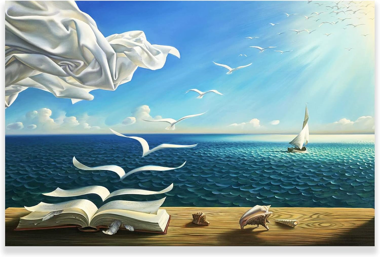 AVOI Salvador Dali Wave Book Canvas Wall Art - Famous Oil Painting ...