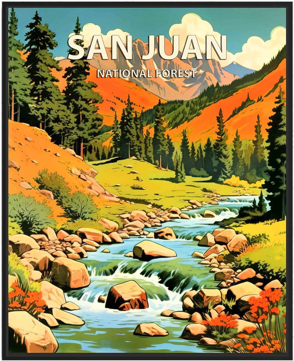 AVOI San Juan National Forest Poster Art Print Retro Mountain Wall Art ...