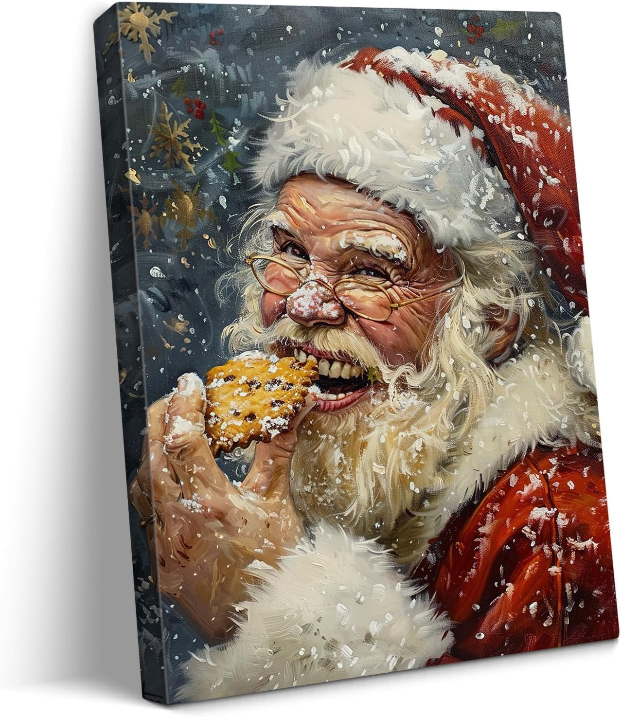 AVOI Santa Claus Canvas Wall Art Enjoying Cookies Painting Prints Christmas Farmhouse Decor for ...