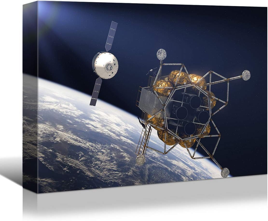 AVOI Satellites Orbit The Earth Poster Canvas Print Wall Art Landscape ...