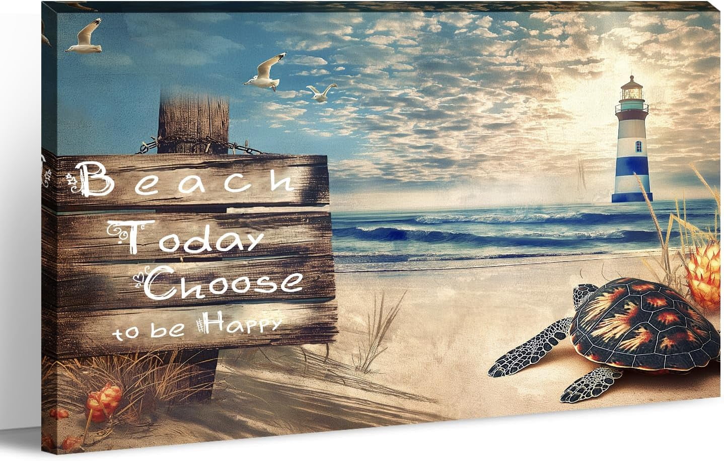 AVOI Sea Turtle Canvas Wall Art Bathroom Decor Beach Blue Ocean ...