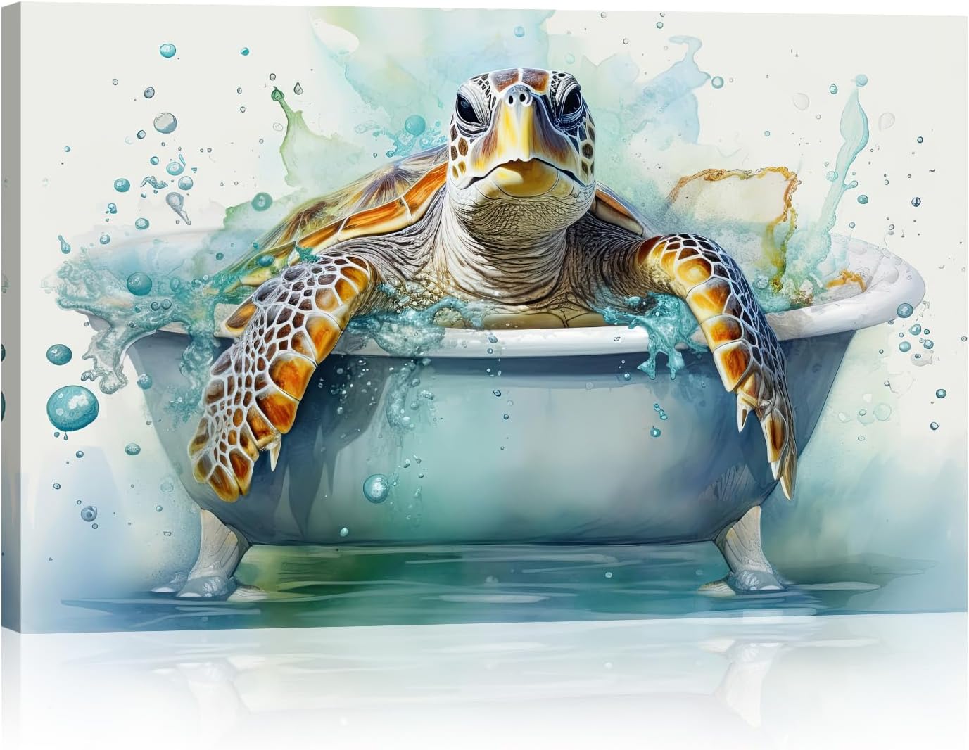 AVOI Sea Turtle Canvas Wall Art Bathroom Decor Funny Turtle in Bathtub ...
