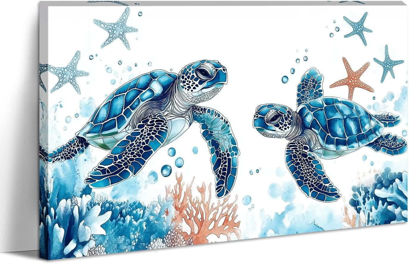 AVOI Sea Turtle Canvas Wall Art Ocean Wall Decor Two Sea Turtles Corals ...