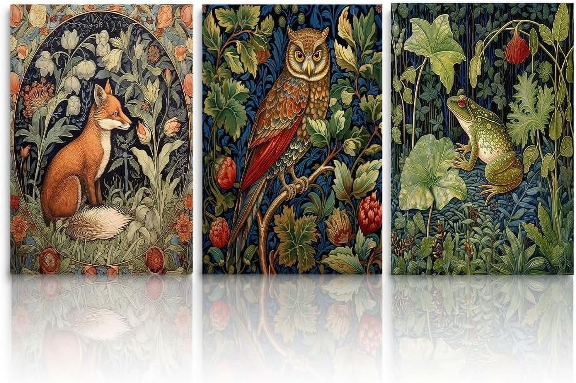 AVOI Set OfVintage William Morris Nordic Rustic Fox Wall Art,William ...