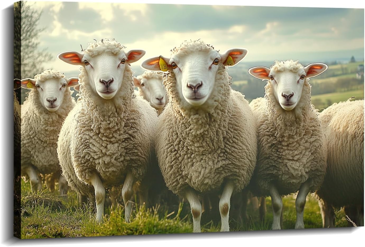 AVOI Sheeps Canvas Art Lamb Wall Decor Farm Prints Rustic Farmhouse Painting for Home Living ...