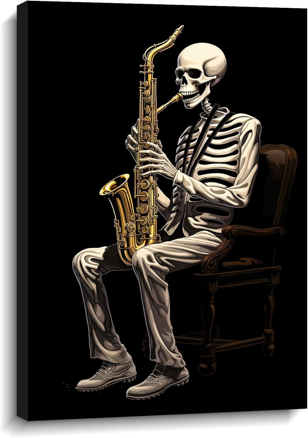 AVOI Skull Wall Art Funny Skeleton Blow the Lexus Picture Canvas Print ...