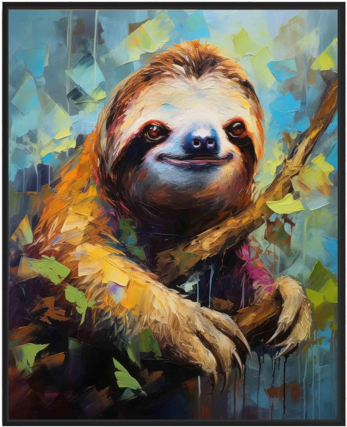 AVOI Sloth Art Print, Animal Painting Wall Art Abstract Artwork ...