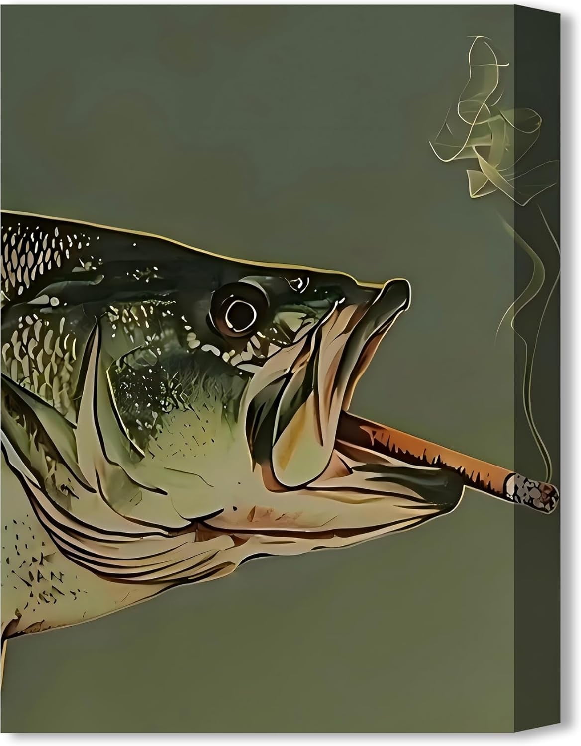 AVOI Smoking Fish Humorous Canvas Prints for Bedroom, Unframed Wall Art ...