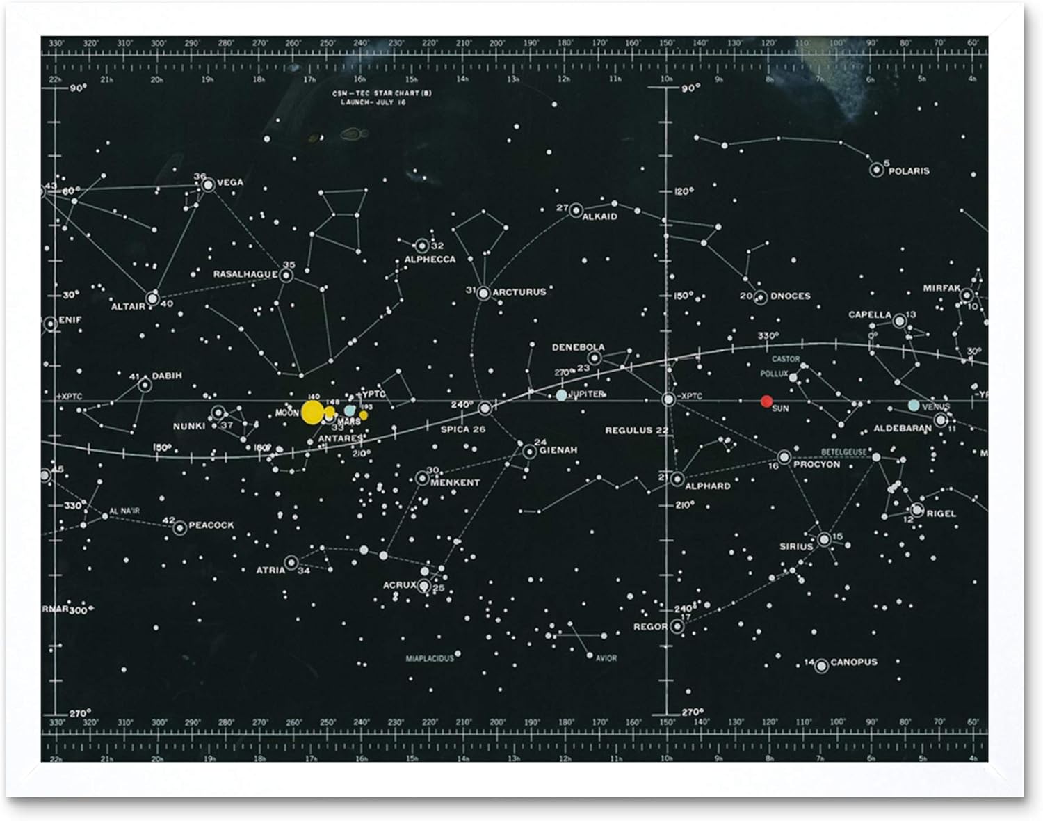AVOI Space CSM-TEC Apollo 11 Star Chart Map Galaxy Art Print Poster ...