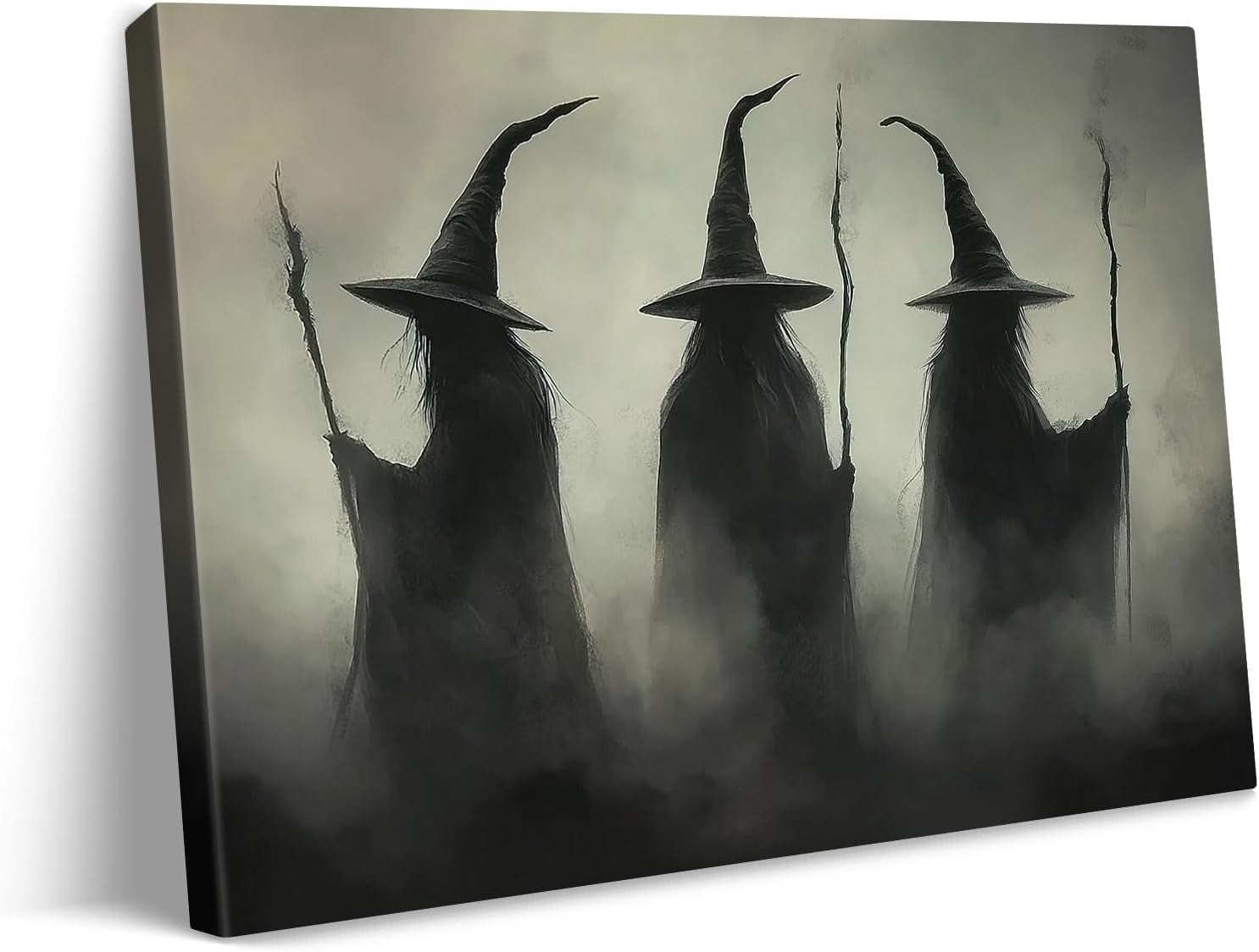 AVOI Spooky Witchy Canvas Wall Art Three Witches Holding Magic Wands in ...