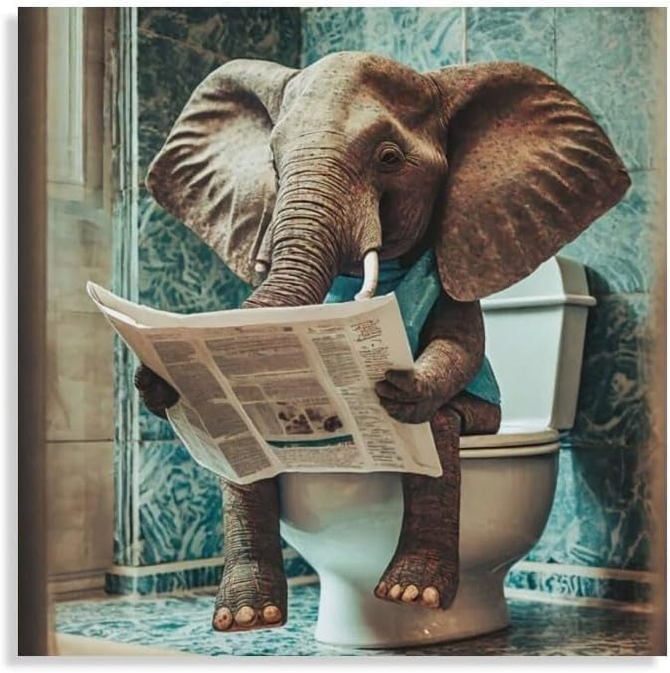 AVOI Square Canvas Bathroom Decor Elephant Wall Decor Poster Animals ...