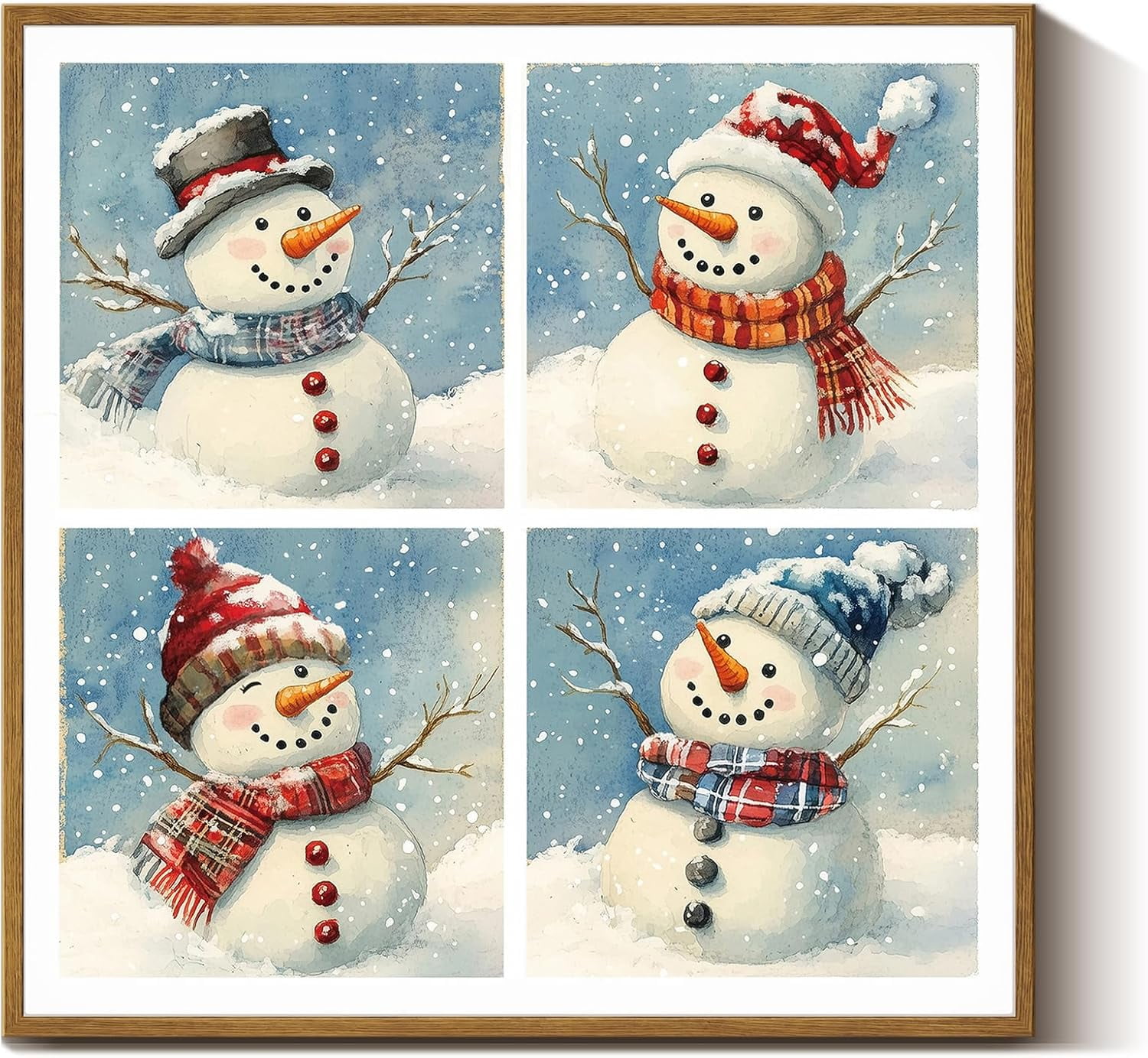 AVOI Square Unframed Canvas Wall Art, Winter Fun Vintage Rustic Wall ...