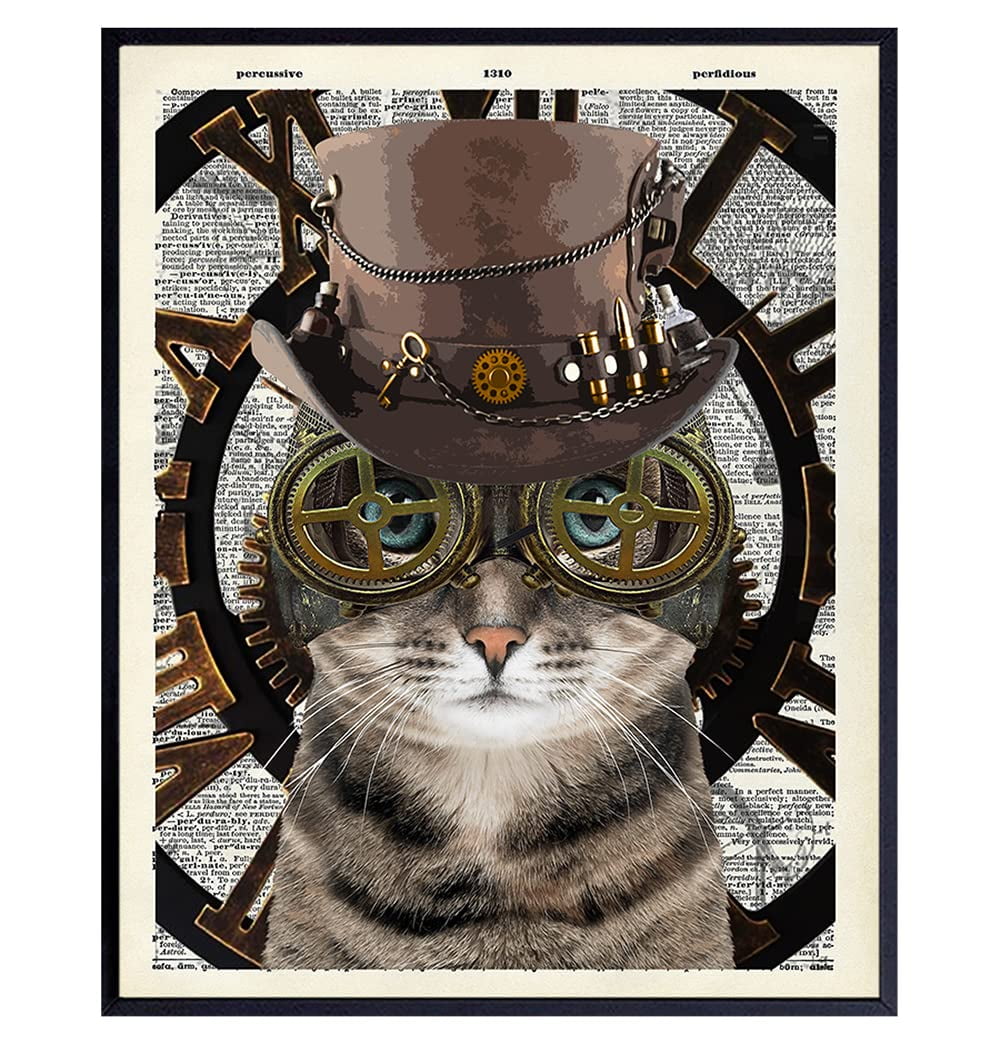AVOI Steampunk Cat Wall Art & Decor - Steampunk Accessories - Gothic ...