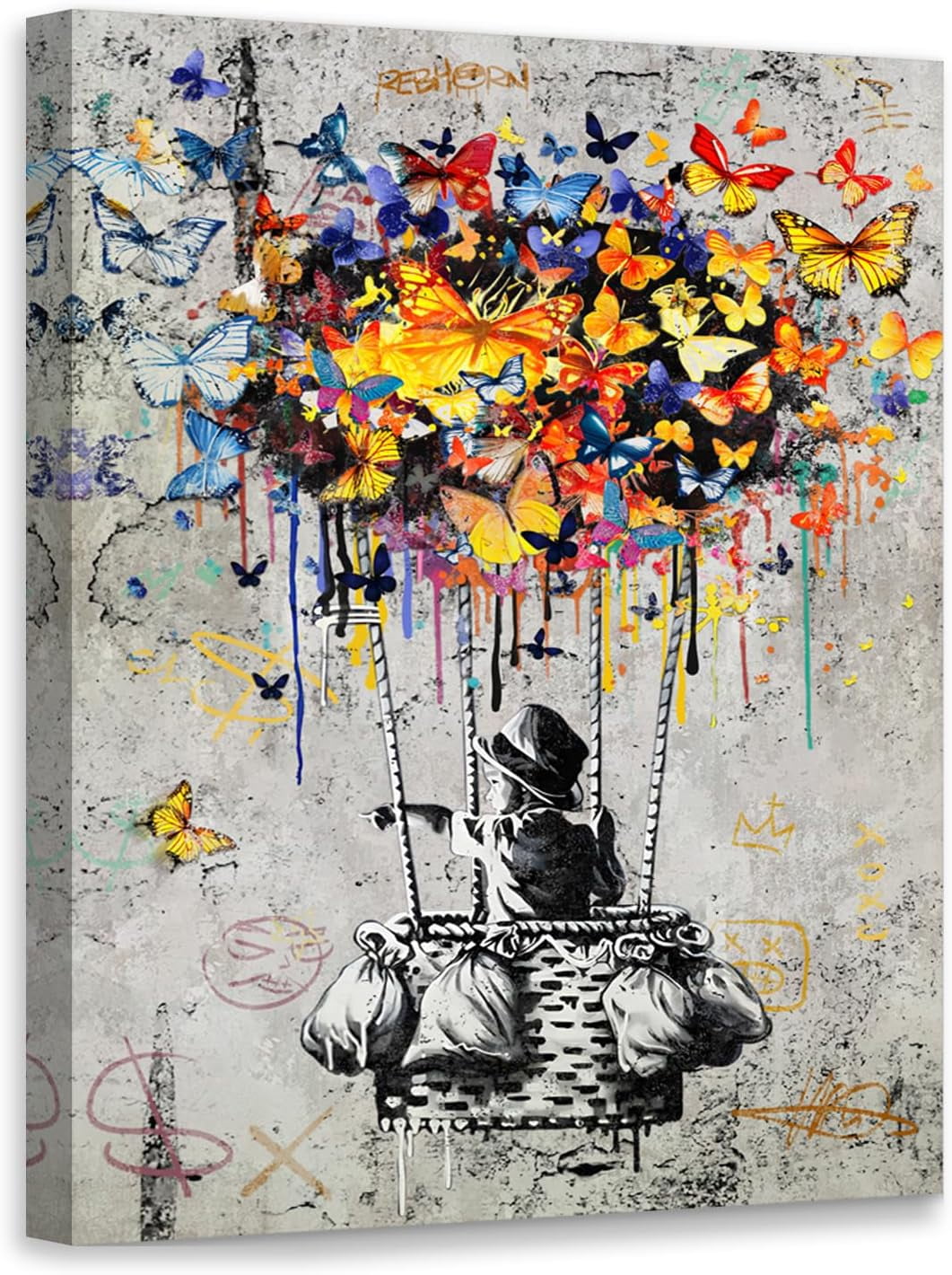 AVOI Street Banksy Wall Art Colorful Balloon Graffiti Wall Art Abstract ...
