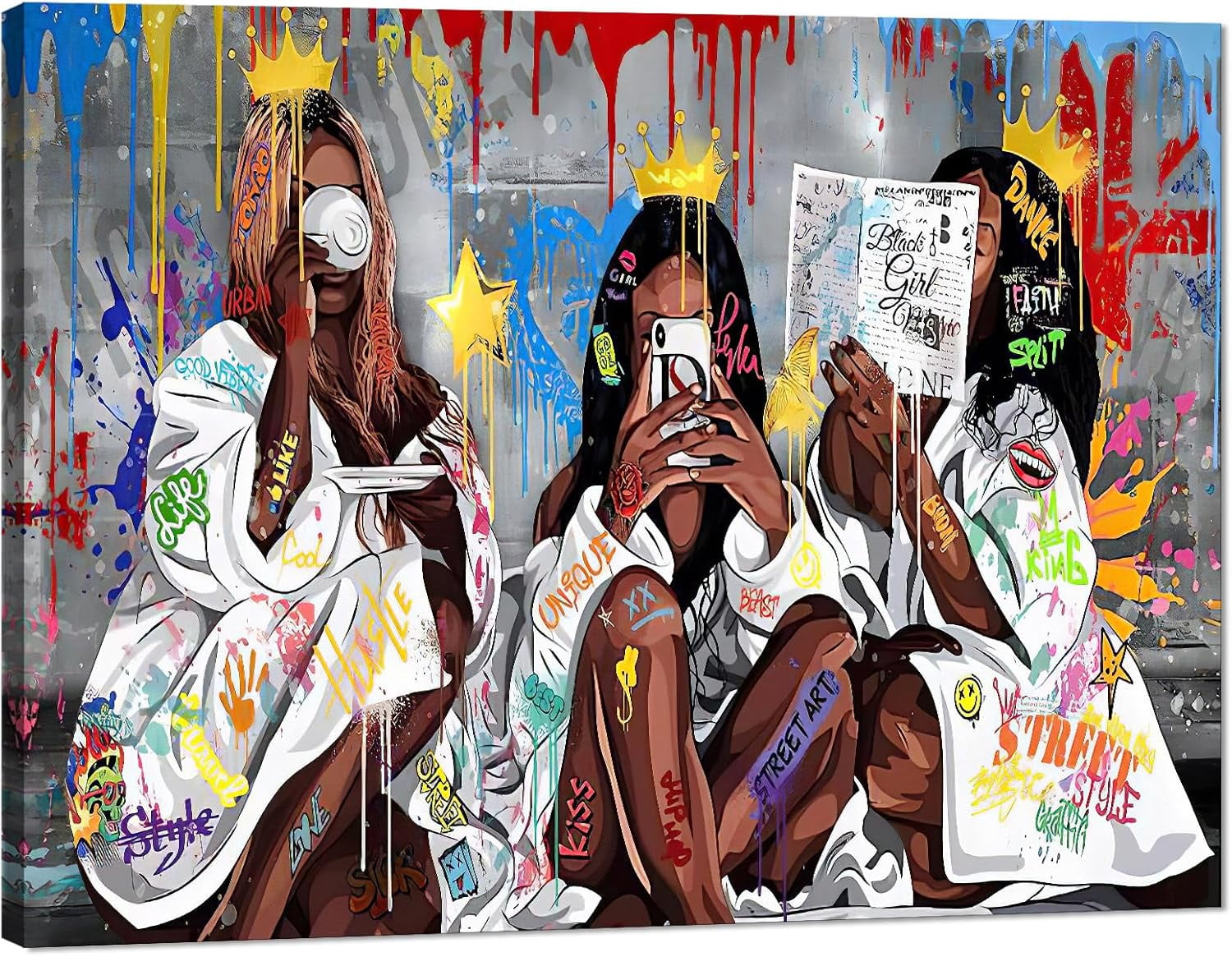 AVOI Street Graffiti Wall Art Banksy Canvas Wall Art for Living Room ...