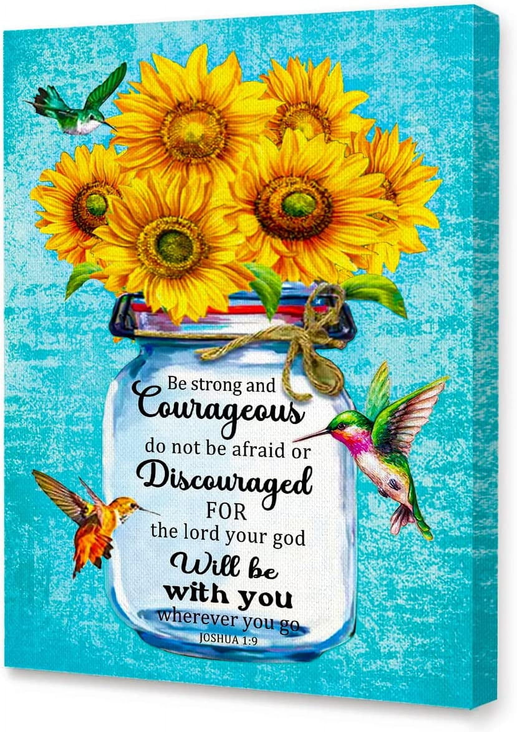 AVOI Be Strong and Courageous Inspirational Bible Wall Art Canvas ...