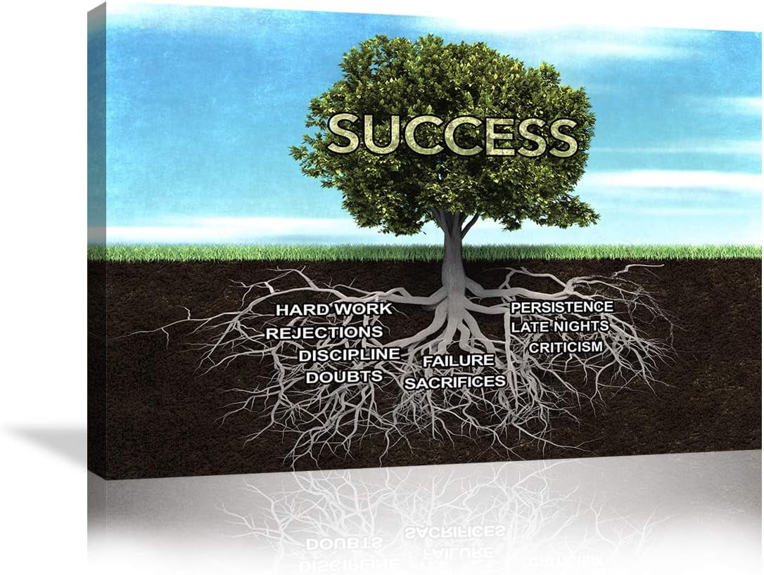AVOI Success Tree Canvas Print Office Wall Decor Modern Art Roots ...