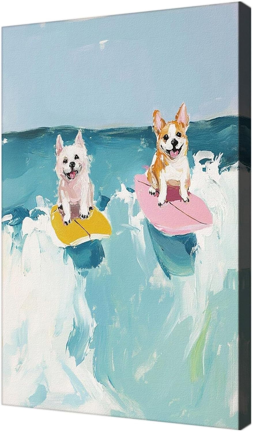 AVOI Summer Beachy Wall Art Cute Surfing Dog Poster For Surfing ...