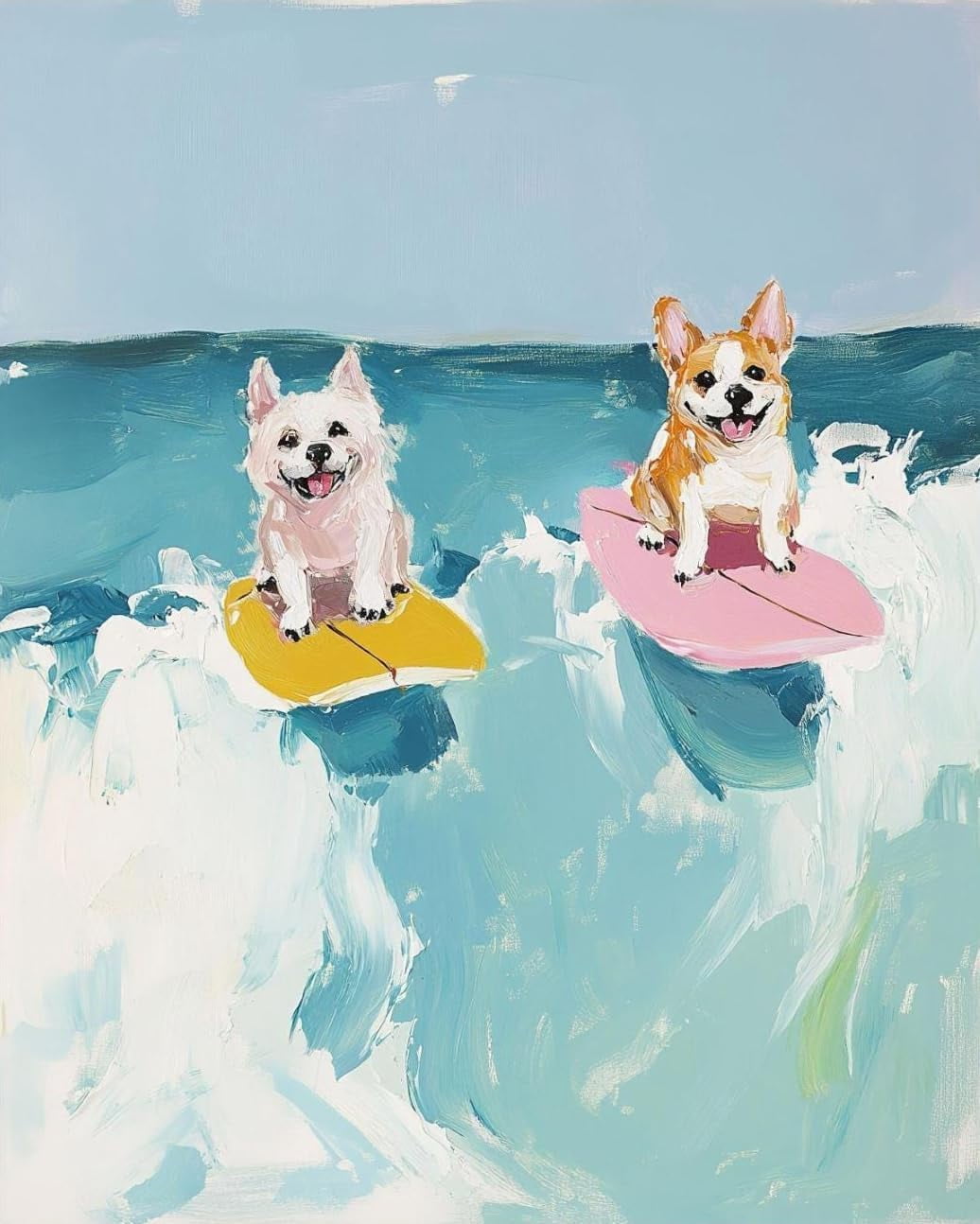 AVOI Summer Beachy Wall Art Cute Surfing Dog Poster For Surfing ...