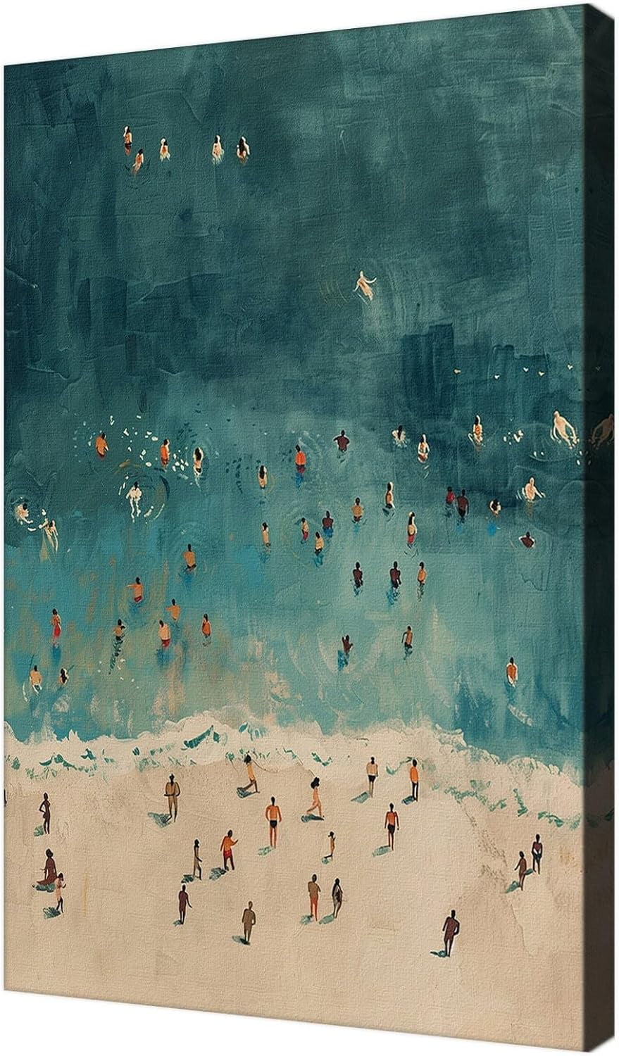 AVOI Summer Beachy Wall Art Tiny People Swimming In Ocean Poster For Surfing Enthusiasts Room ...