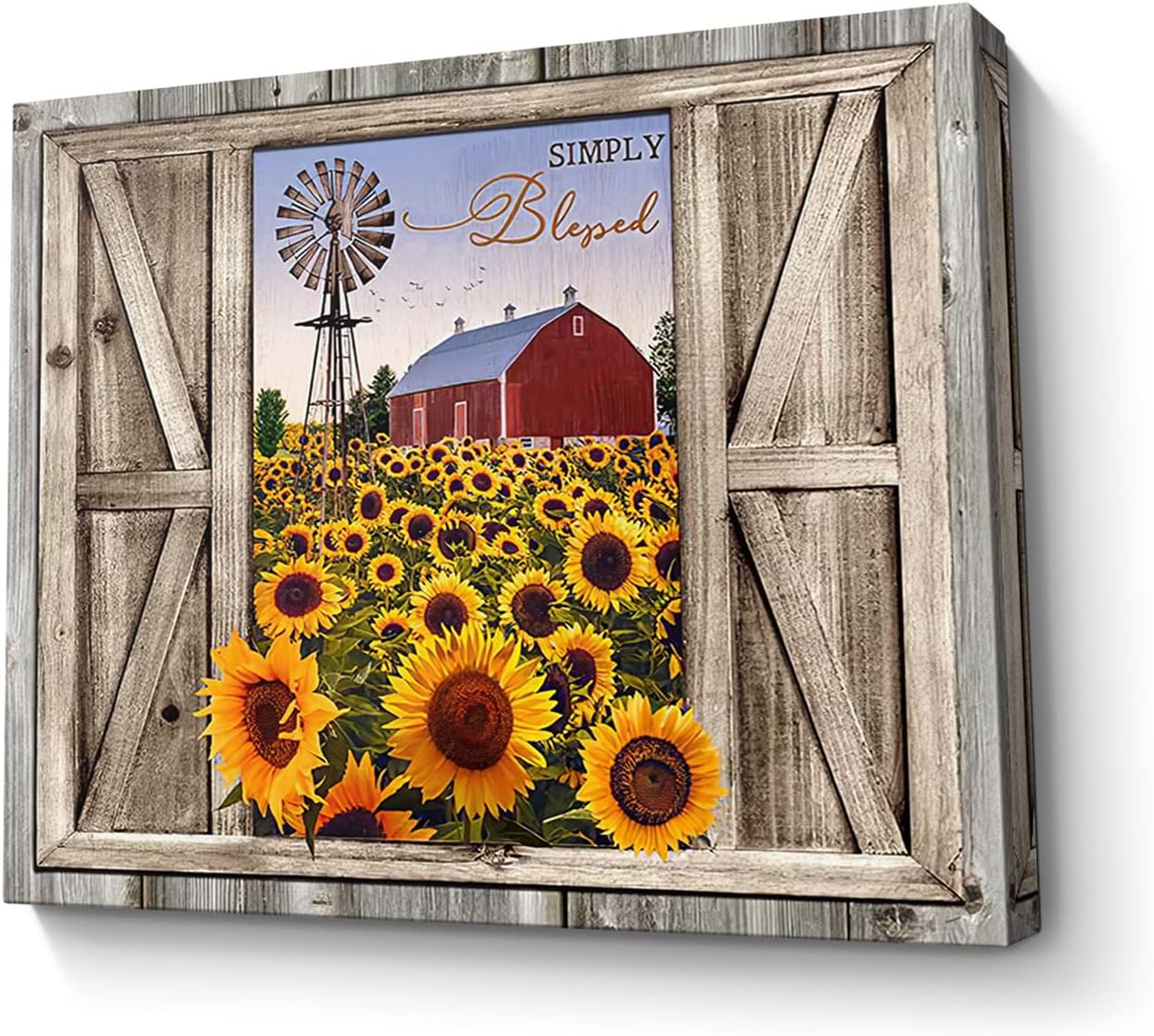 AVOI Sunflower Wall Art Canvas Print Rustic Wall Decor Sunflower Field ...