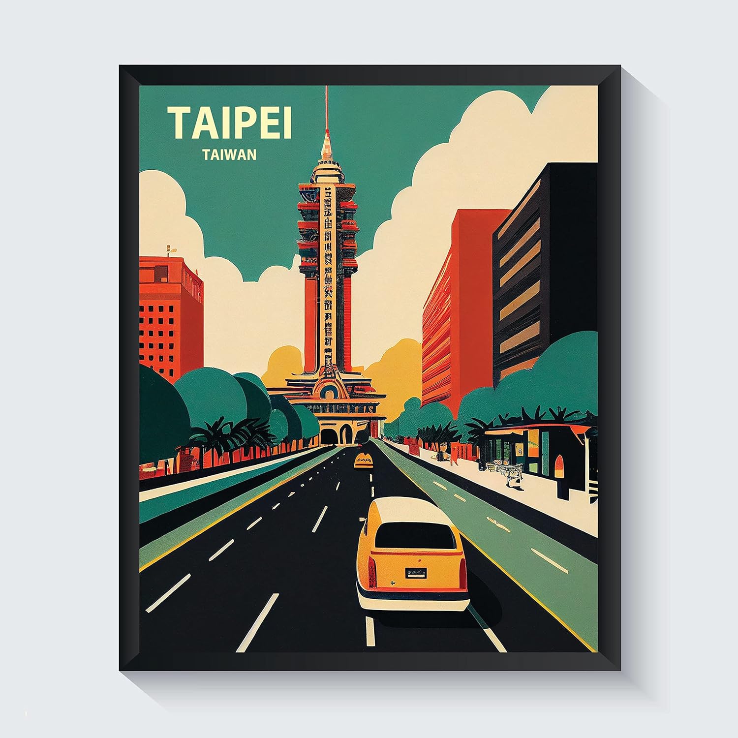 AVOI Taipei City Retro Art Print Poster, Taiwan Wall Art Living Room ...