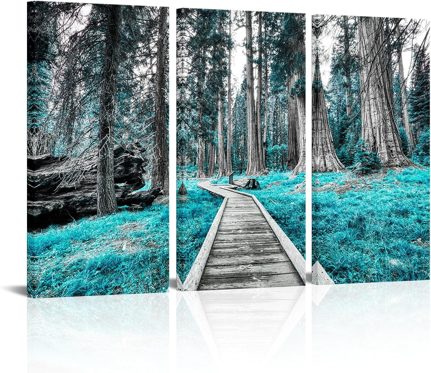AVOI Teal Forest Canvas Wall Art The Sequoia National Park Landscape Picture Artwork Giant ...