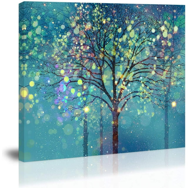 AVOI Teal Tree Wall Art Turquoise Wall Decor Tree of Life Modern ...