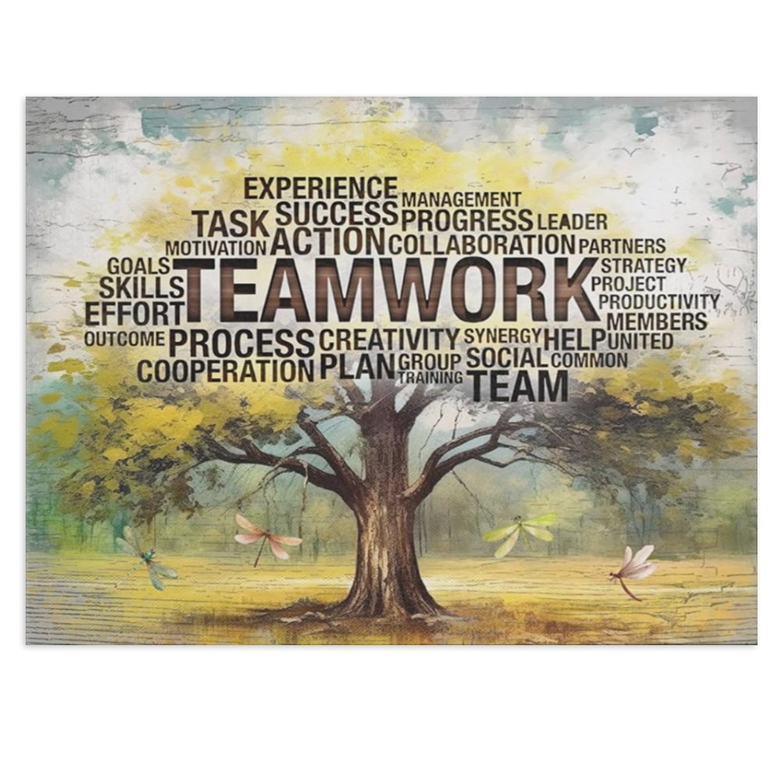 AVOI Teamwork Tree Canvas Wall Art for Office Inspirational Painting ...