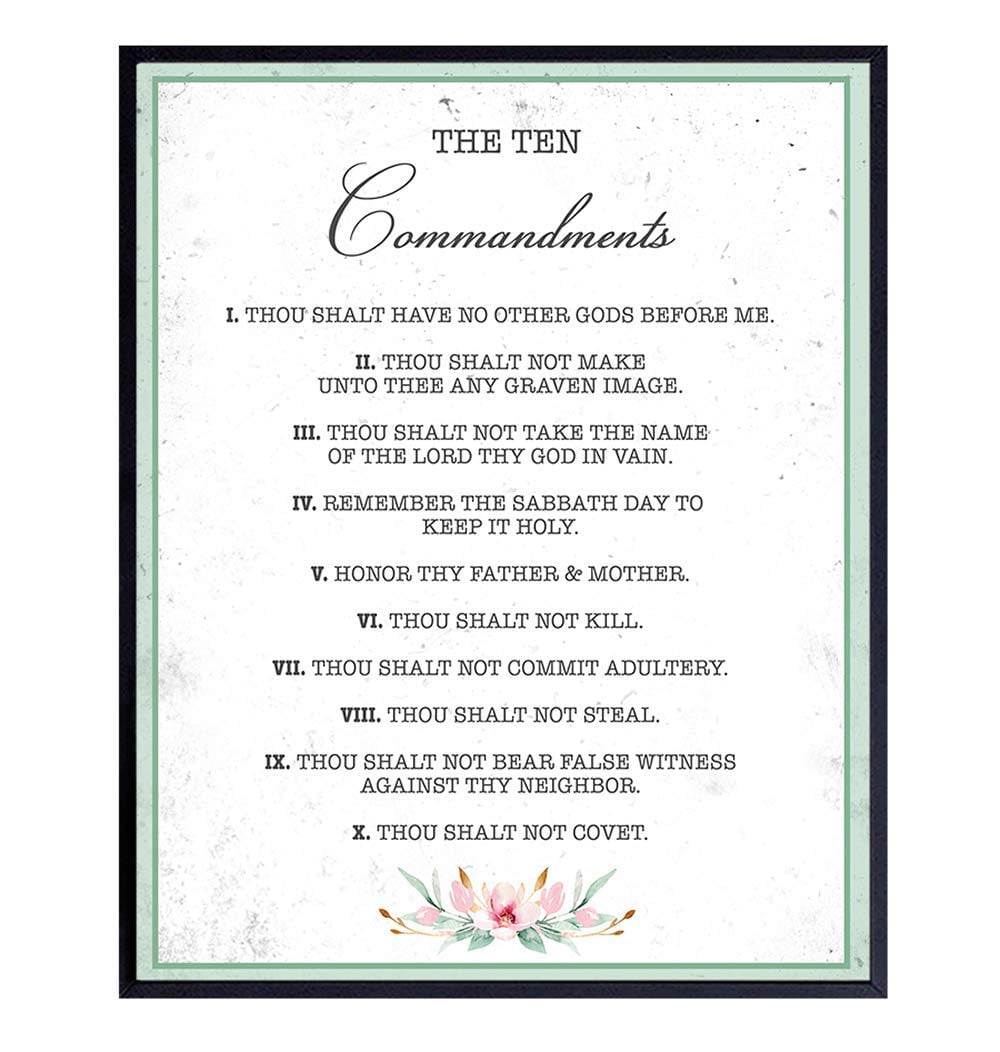 AVOI Ten Commandments Wall Decor Poster -Religious Christian Scripture ...