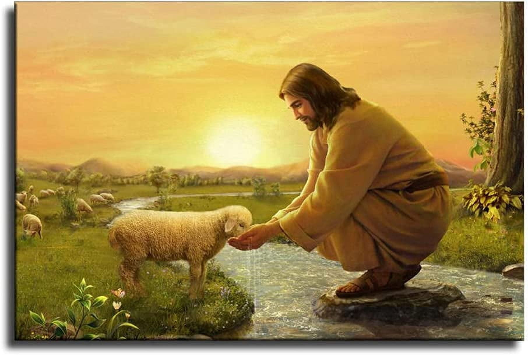 AVOI The Good Shepherd Jesus Christ Poster Picture Canvas Wall Art ...