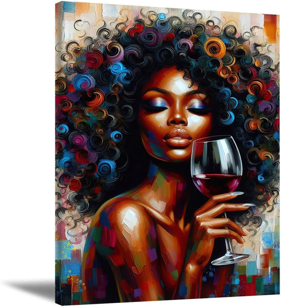 AVOI The Red Wine Girl Wall Art Woman Wall Art African American Un ...
