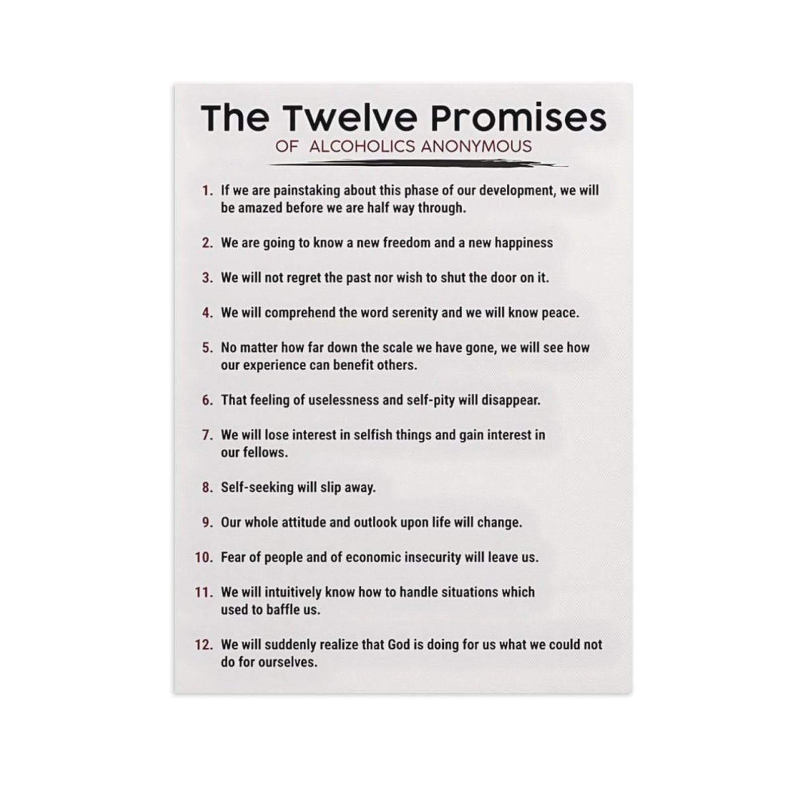 AVOI The Twelve 12 Promises of AA Alcoholics Anonymous Poster for ...