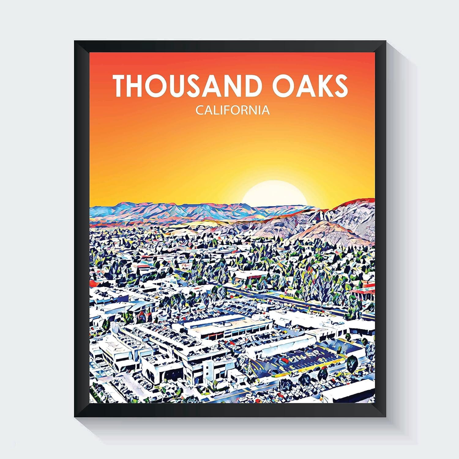 AVOI Thousand Oaks California Art Poster Print, Thousand Oaks Sunset ...