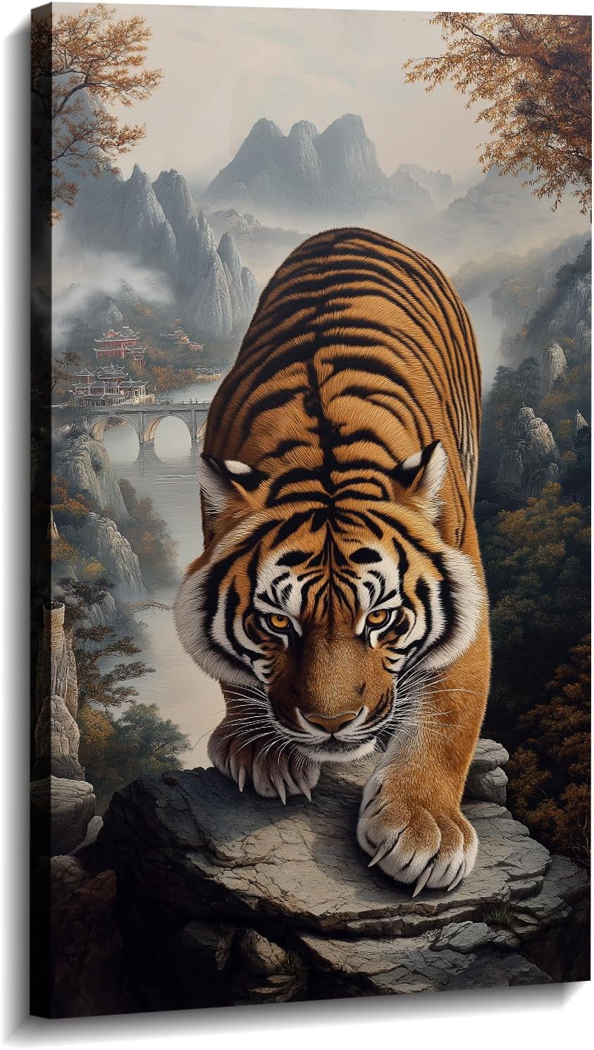 AVOI Tiger Canvas Wall Art Tiger Down the Mountain Picture Animal ...