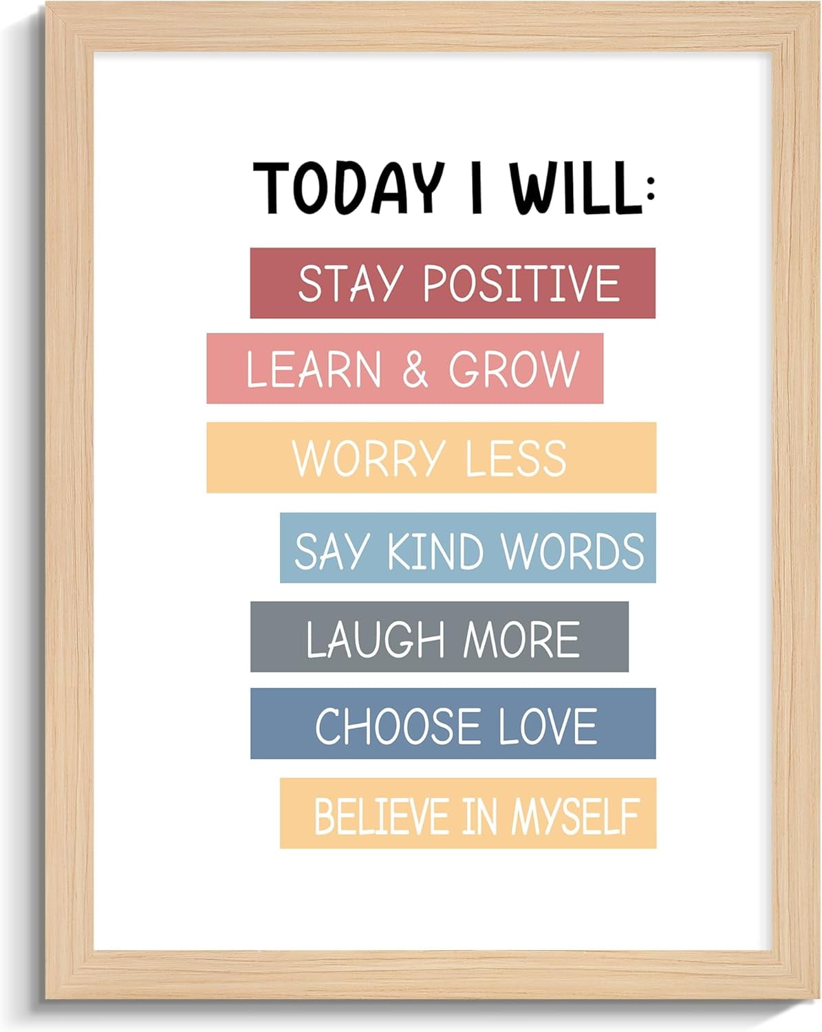 AVOI Today I will Stay Positive Posters Wall Art Colorful Inspirational ...