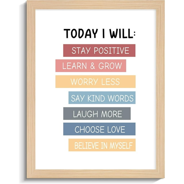 AVOI Today I will Stay Positive Posters Wall Art Colorful Inspirational ...