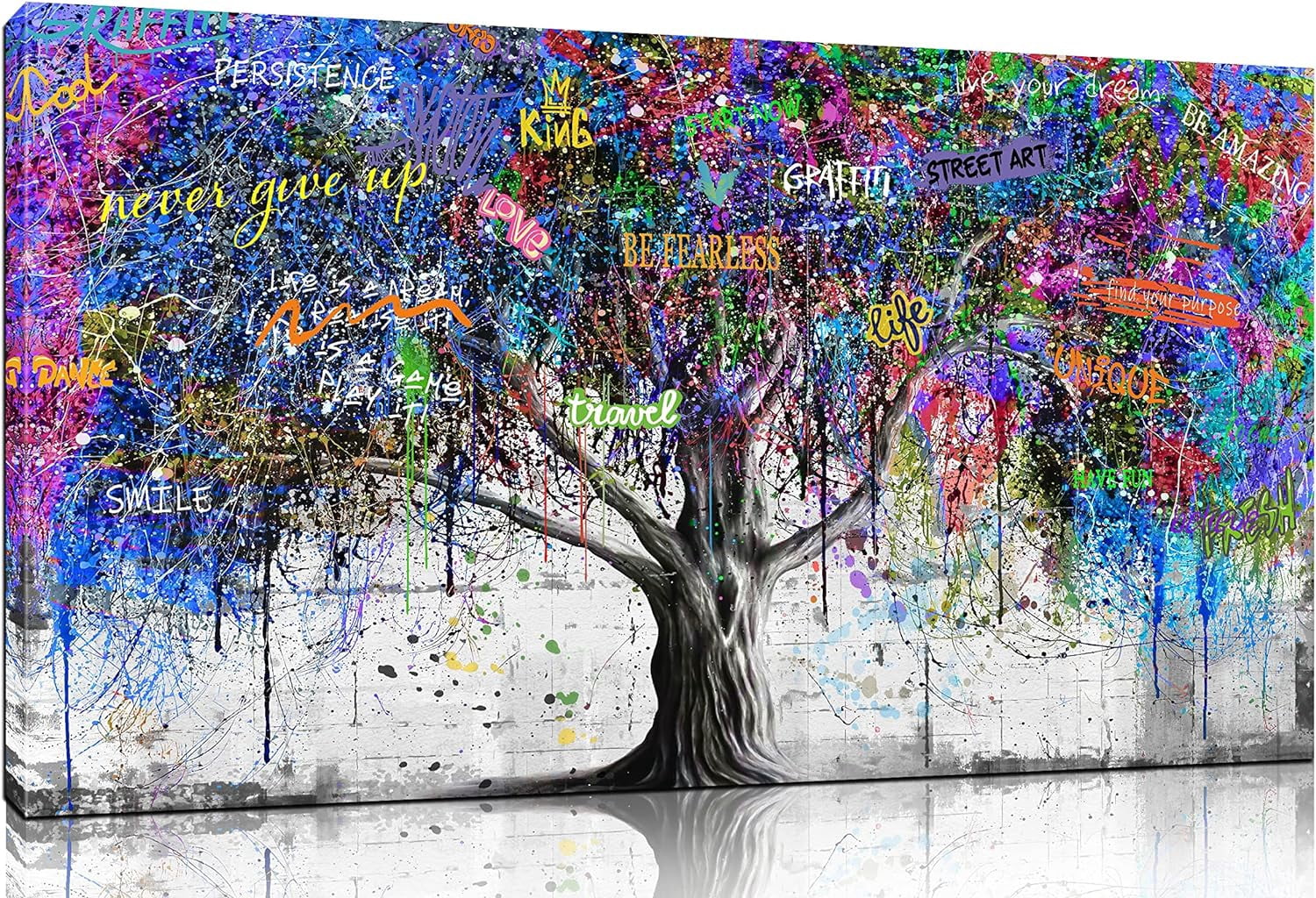 AVOI Tree Wall-Art For Bedroom - Abstract Art Wall Decor - Graffiti ...