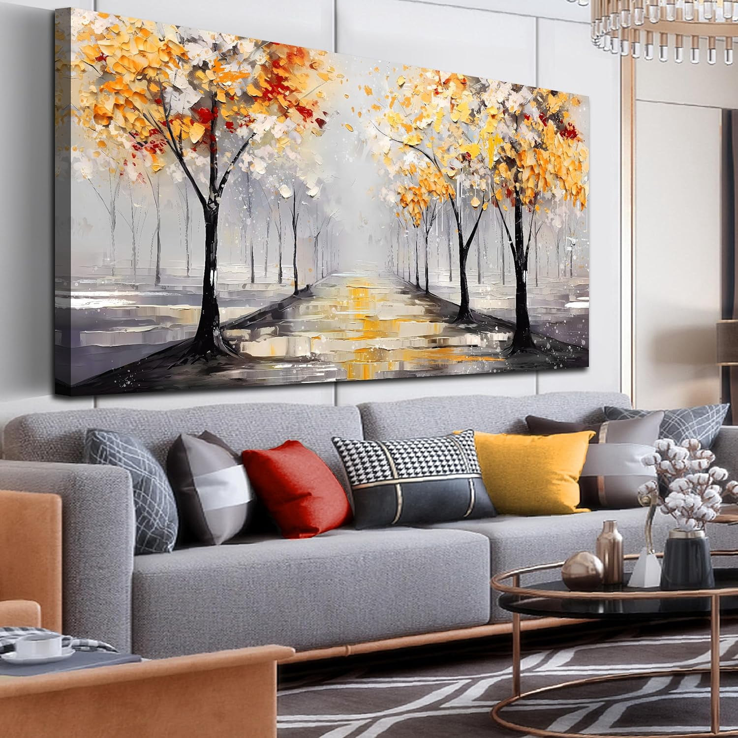 AVOI Tree Wall Art for Living Room, Gold and Black Print Painting for ...