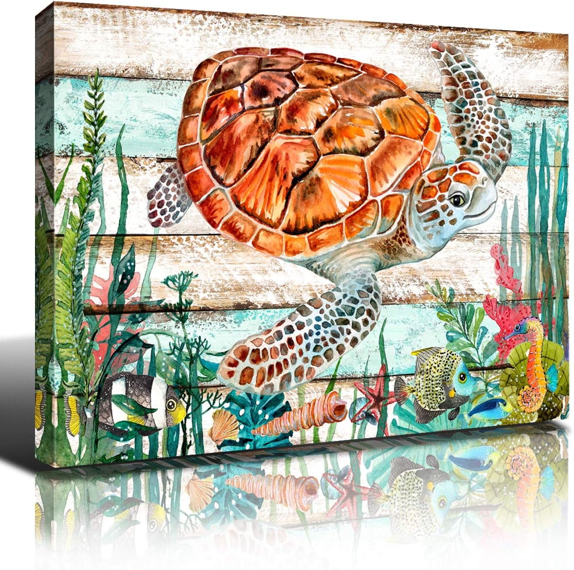 AVOI Turtles Wall Art for Nautical Sea Wall Decor Ocean Life Watercolor ...