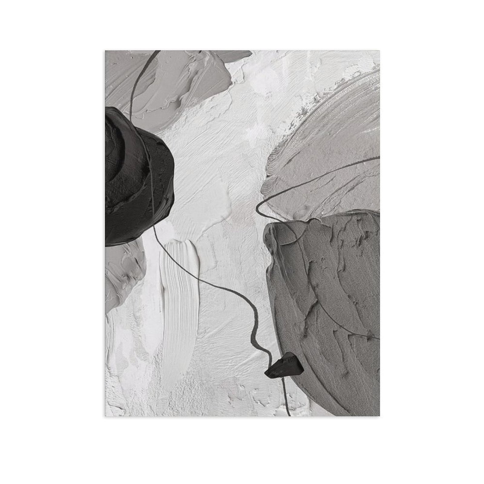 AVOI Unframe Black and White Gray Modern Abstract Canvas Wall Art ...