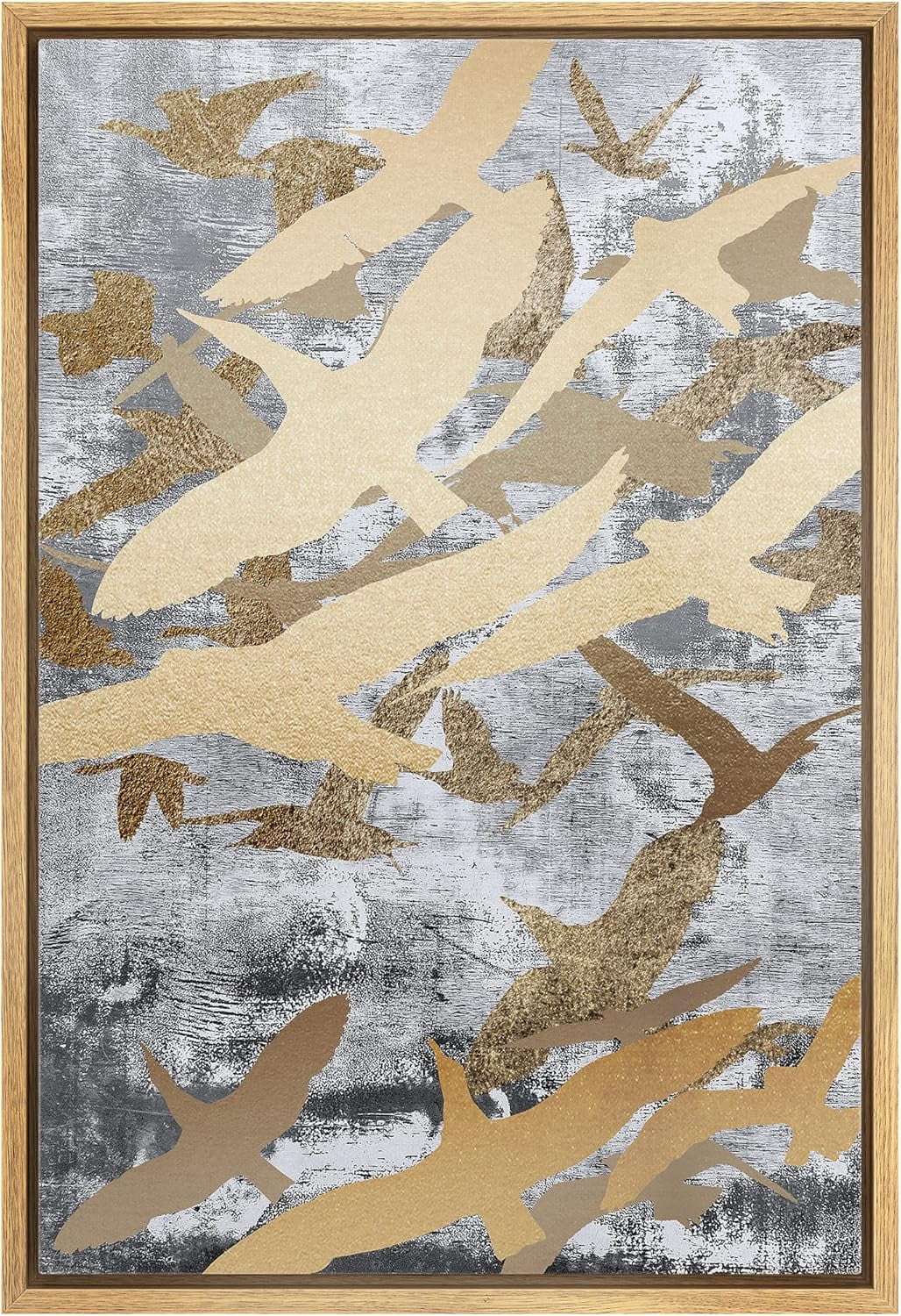 AVOI Unframe Canvas Print Wall Art Flying Golden Bird Collage Nature ...