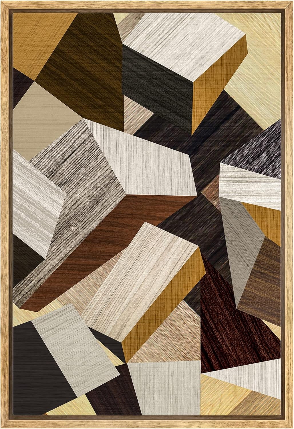 AVOI Unframe Canvas Print Wall Art Mid-Century Geometric 3D Polygons ...