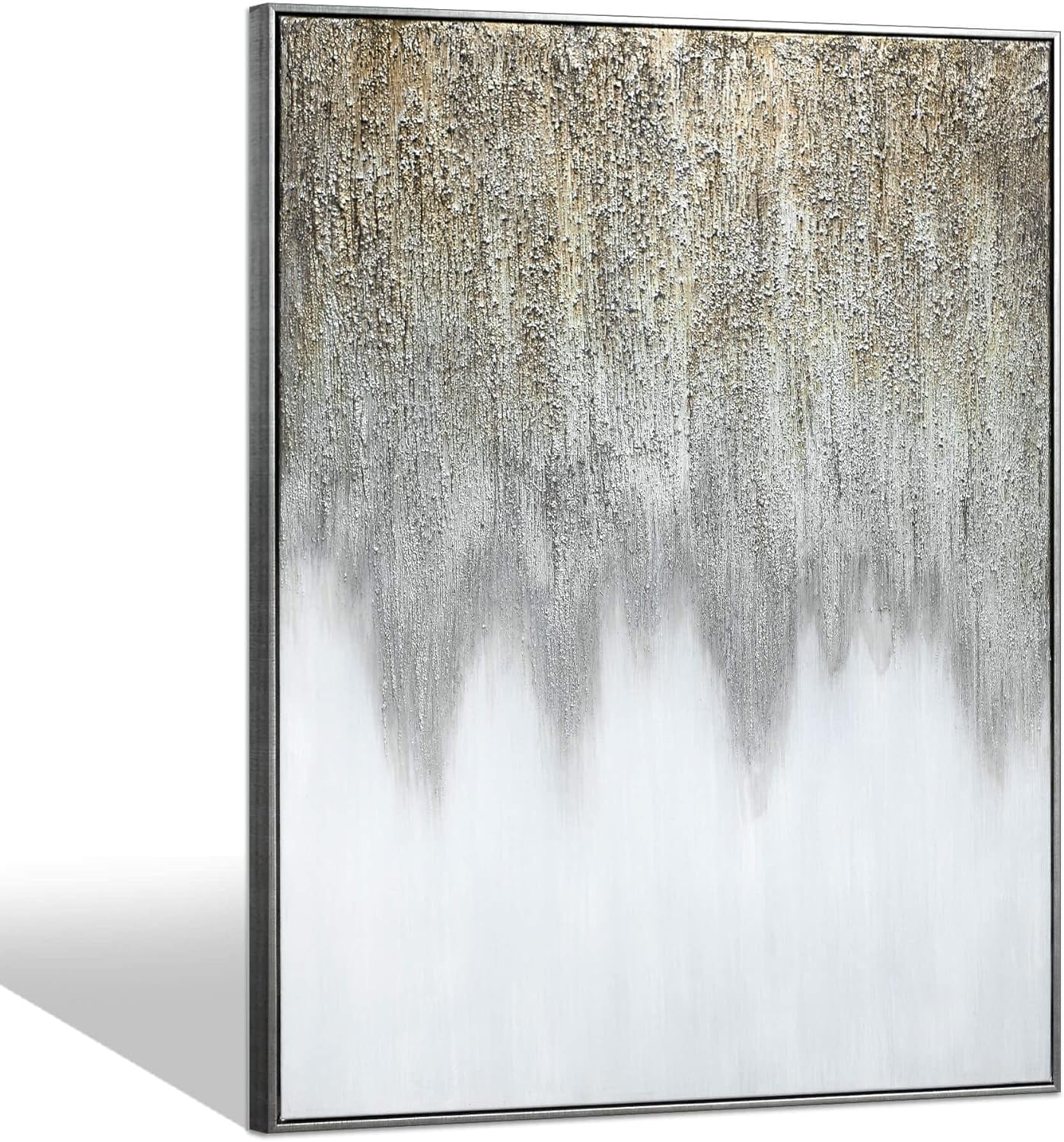 AVOI Unframed Abstract Textured Oil Painting Canvas Wall Art: White ...