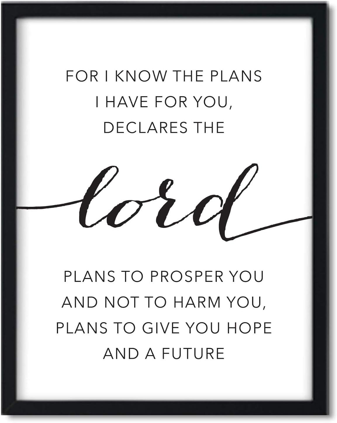 AVOI Unframed Black White Wall Art Decor Poster Print, Bible Verses, Jeremiah 29:11 For I know ...