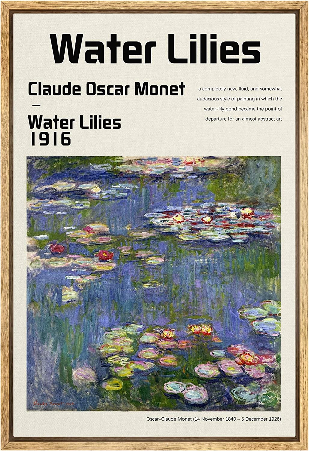 AVOI Unframed Canvas Print Wall Art Water Lilies Master Artist Claude ...